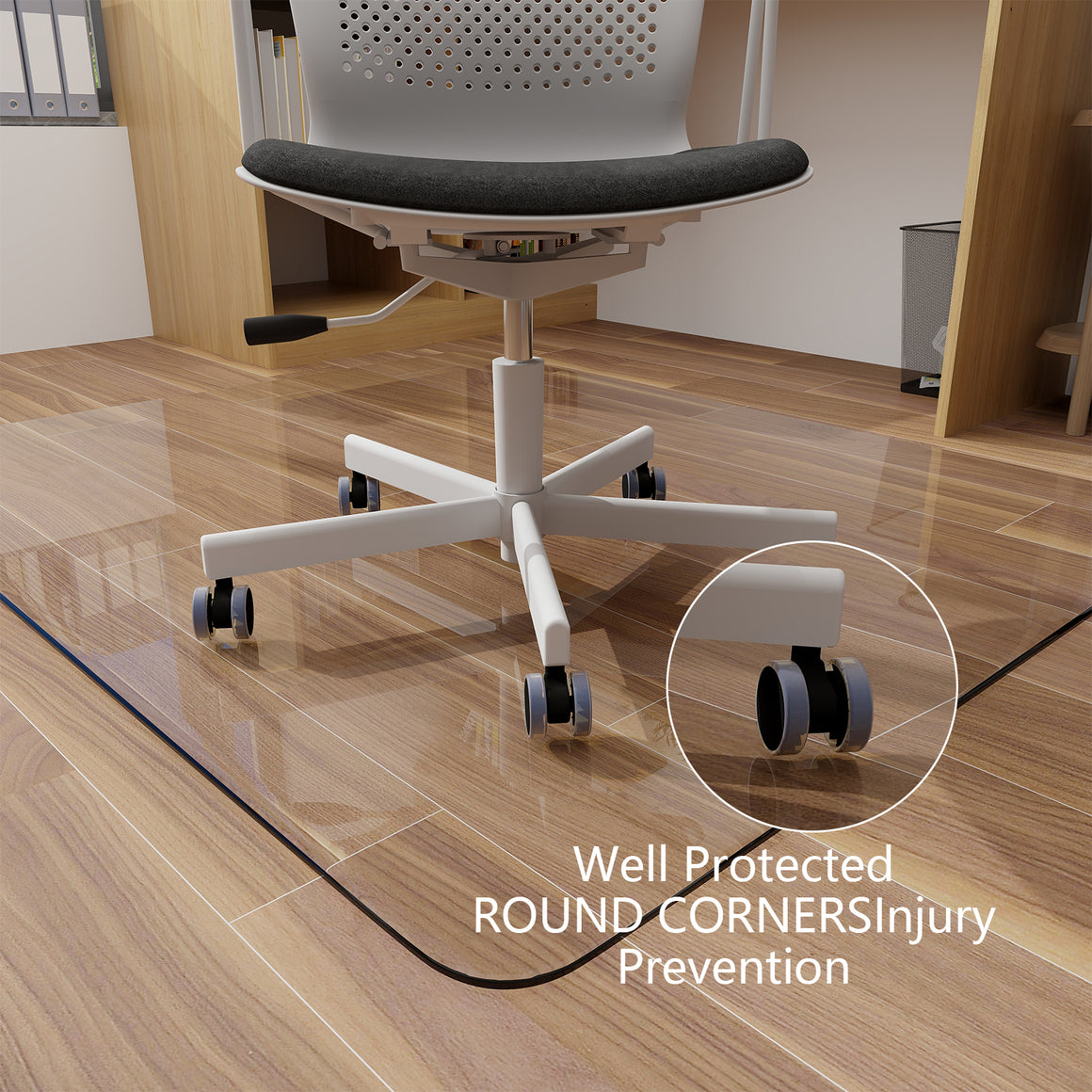 BEAUTYPEAK Tempered Glass Office Chair Mat for Carpet or Hard Floor Pr ...