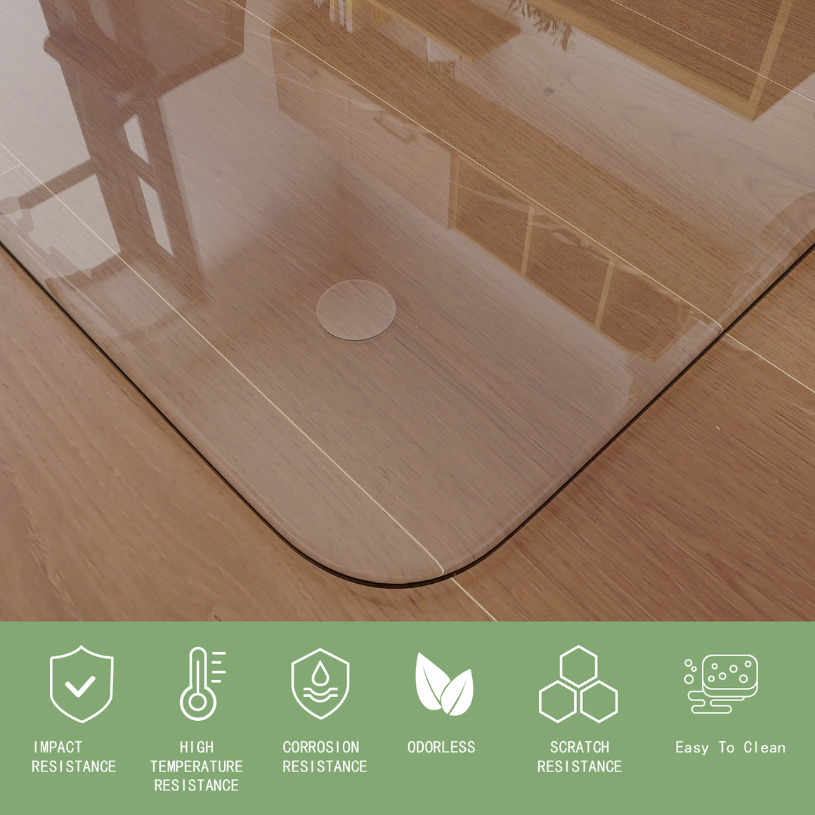 BEAUTYPEAK Tempered Glass Office Chair Mat for Carpet or Hard Floor Pr ...